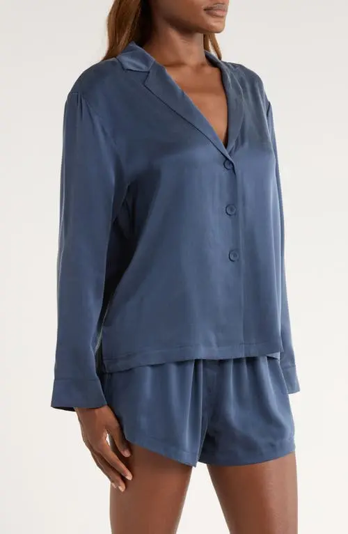 Lunya Washable Silk Short Pajamas - Deep Blue