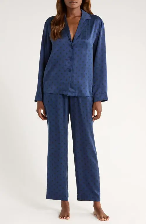 Lunya Print Washable Silk Pajamas - Blu Ellip