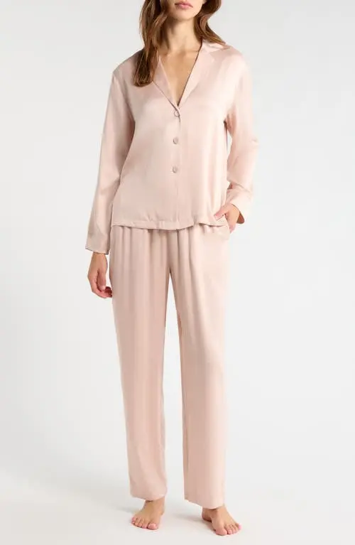 Lunya Print Washable Silk Pajamas - Delicate Pink