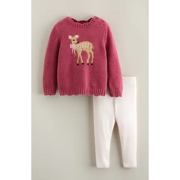 Nordstrom Plush Motif Sweater & Leggings Set - Pink Violet Fawn