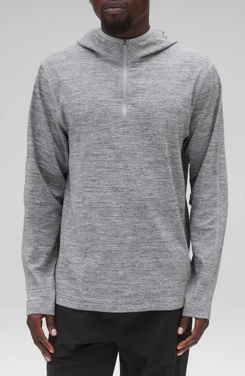 Reigning Champ Solotex® Mesh Tiebreak Quarter Zip Performance Hoodie - Heather Grey