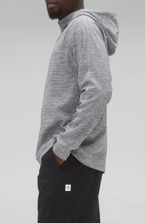 Reigning Champ Solotex® Mesh Tiebreak Quarter Zip Performance Hoodie - Heather Grey