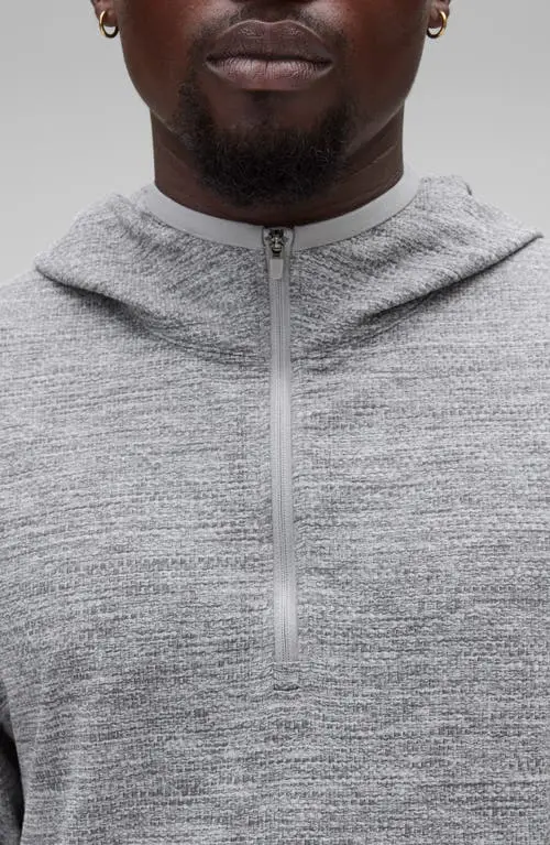 Reigning Champ Solotex® Mesh Tiebreak Quarter Zip Performance Hoodie - Heather Grey