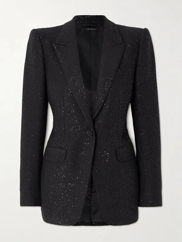 TOM FORD Sequin-embellished Wool-blend Blazer