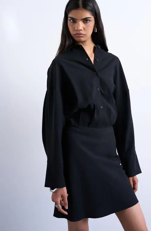 Topshop Micro Mini Long Sleeve Shirt Dress