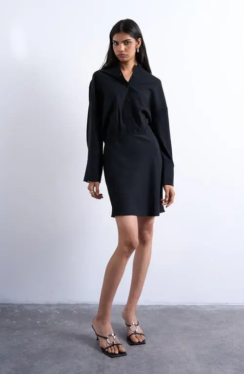 Topshop Micro Mini Long Sleeve Shirt Dress