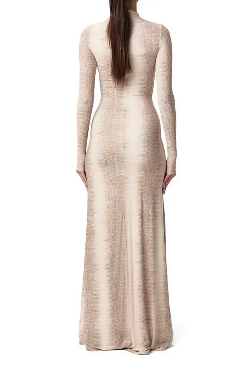 Naked Wardrobe Crocodile Print Funnel Neck Maxi Dress