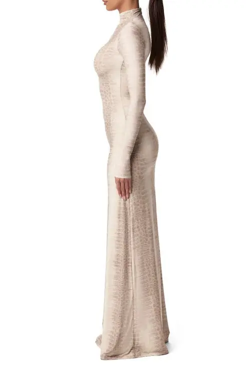 Naked Wardrobe Crocodile Print Funnel Neck Maxi Dress