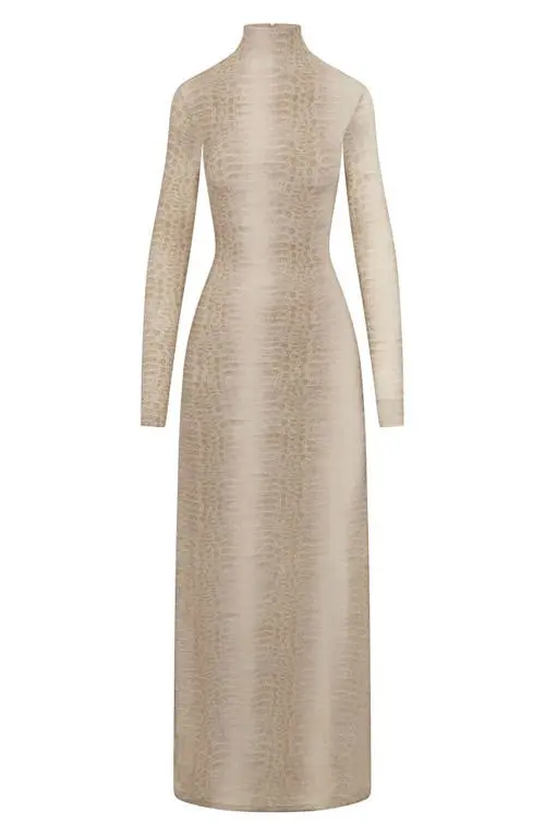 Naked Wardrobe Crocodile Print Funnel Neck Maxi Dress