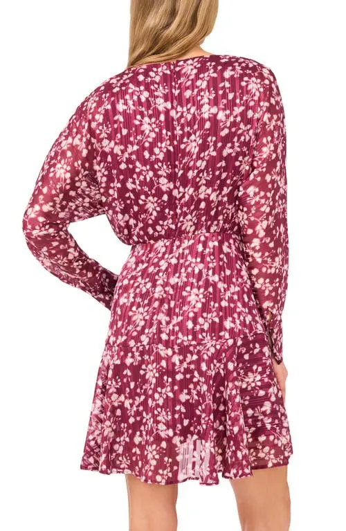 sachin and babi light blue dress Goldie Cream Floral Print Chiffon Long-Sleeve Wrap Mini Dress – Club L  London main image 0