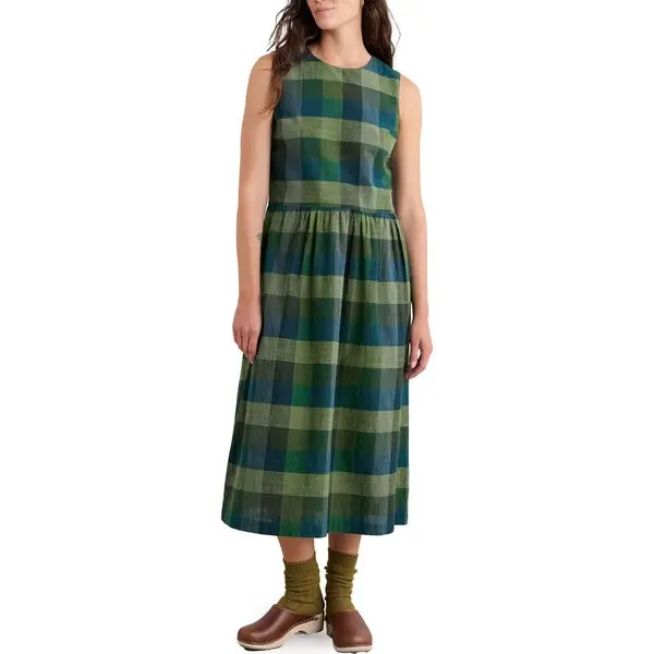 SEASALT CORNWALL Sleeveless Checked Organic Cotton Midi Dress - Trystan Multi