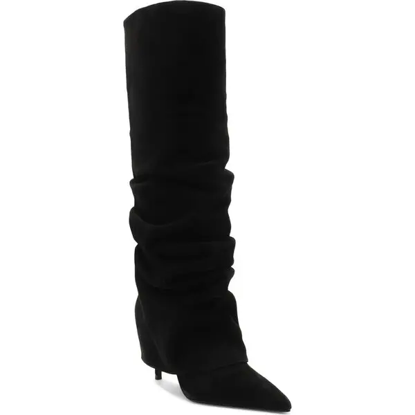 Schutz Mikki Up Cloak Pointed Toe Knee High Boot - Black