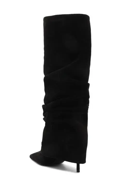 Schutz Mikki Up Cloak Pointed Toe Knee High Boots - Black