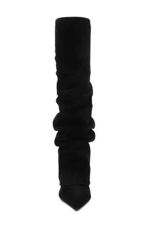 Schutz Mikki Up Cloak Pointed Toe Knee High Boots - Black
