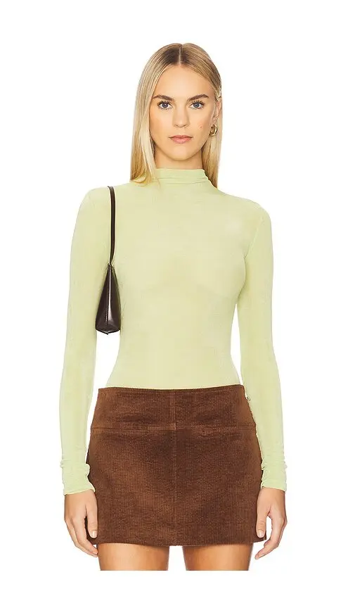 SEROYA Lilia Long Sleeve Mock Neck Bodysuit - Green