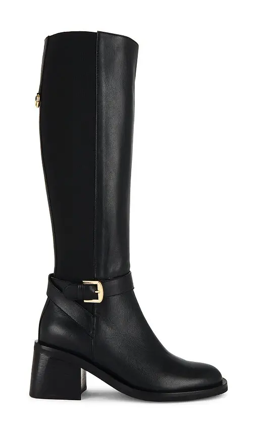 NORA LOZZA Palermo Knee High Boots With Gold Tone Buckle