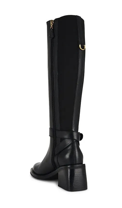 NORA LOZZA Palermo Knee High Boots With Gold Tone Buckle