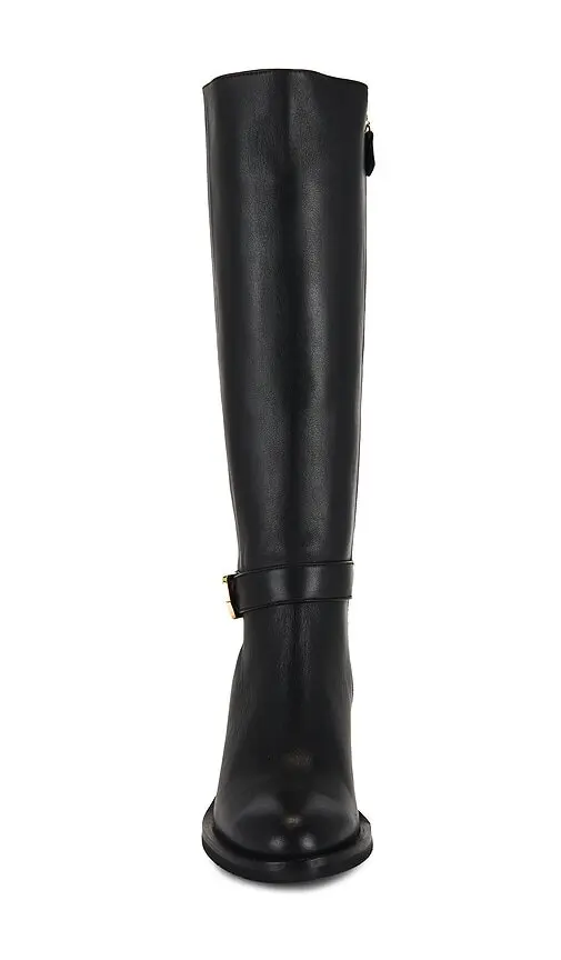 NORA LOZZA Palermo Knee High Boots With Gold Tone Buckle