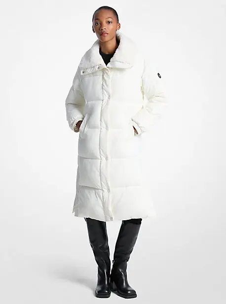 Michael Kors Faux Fur-trim Quilted Puffer Jacket - Natural