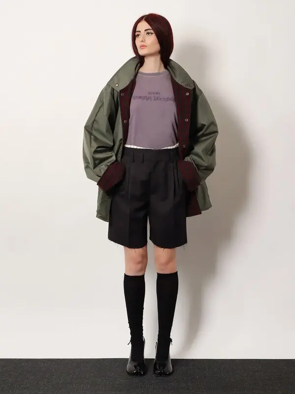 MAISON MARGIELA Striped Virgin Wool Shorts - Black