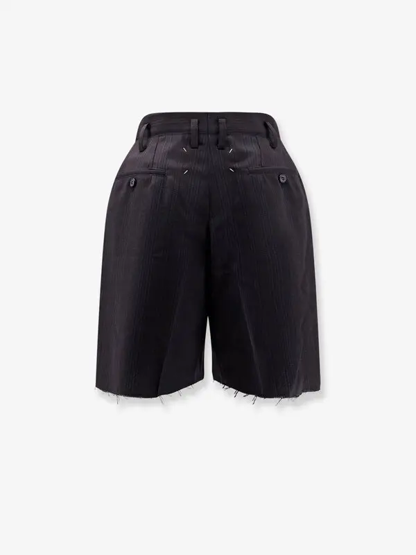 MAISON MARGIELA Striped Virgin Wool Shorts - Black