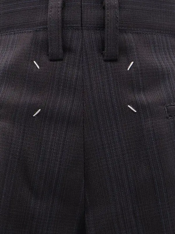 MAISON MARGIELA Striped Virgin Wool Shorts - Black