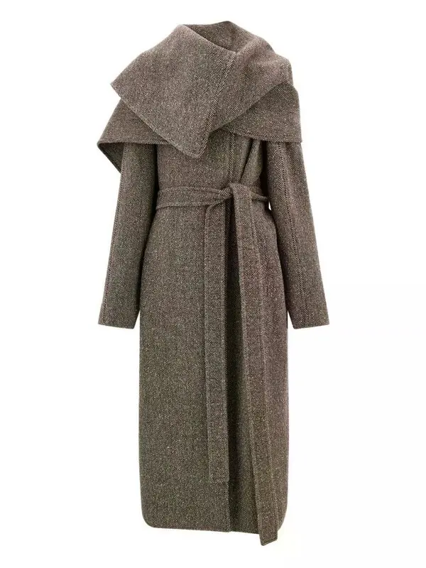 FERRAGAMO Herringbone Belted Coat