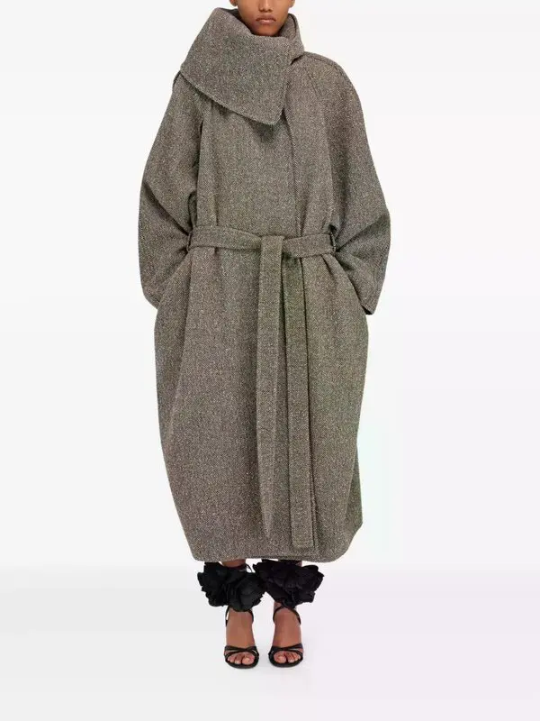 FERRAGAMO Herringbone Belted Coat