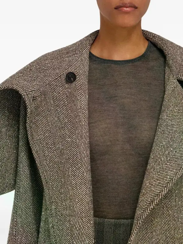FERRAGAMO Herringbone Belted Coat