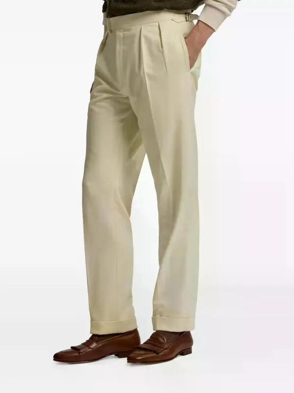 Ralph Lauren Purple Label Pleated Wool Trousers - Neutrals