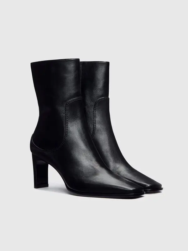 REFORMATION Claudette Leather Ankle Boots - Black