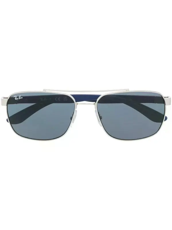 Ray-ban Engraved-logo Square-frame Sunglasses - Blue