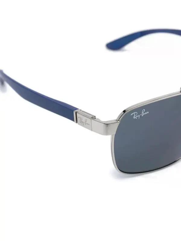 Ray-ban Engraved-logo Square-frame Sunglasses - Blue