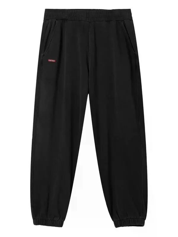 Izzue Elasticated-cuff Cotton Track Pants - Black