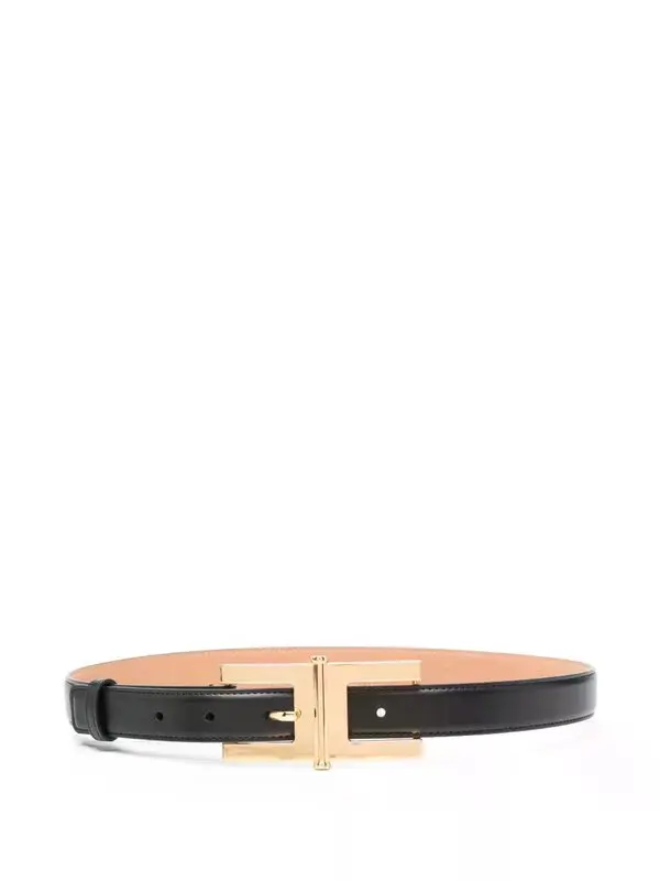 Elisabetta Franchi Logo Buckle Leather Belt - Black
