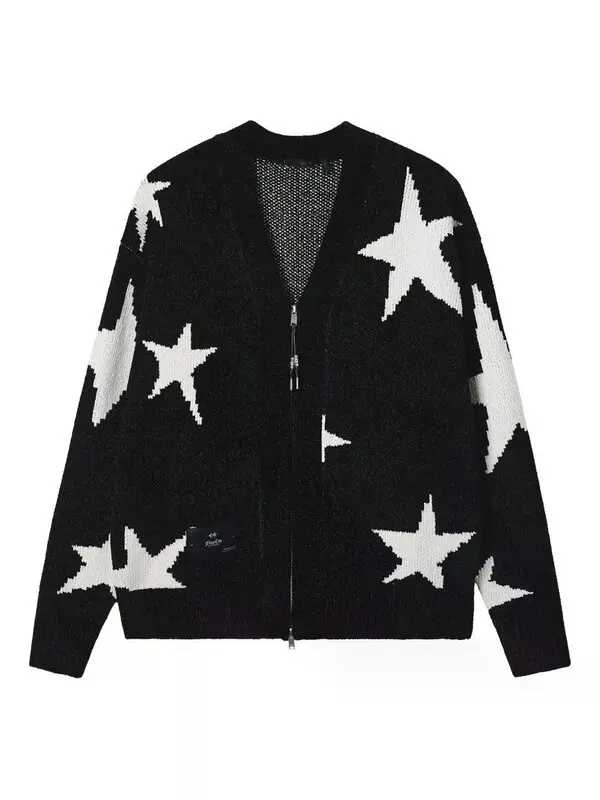 FIVE CM Star-pattern Zip-front Cardigan