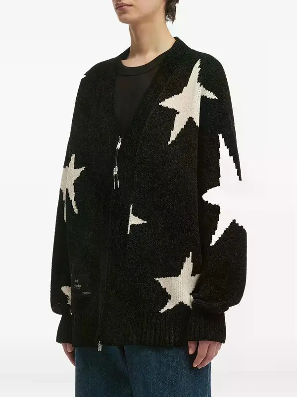 FIVE CM Star-pattern Zip-front Cardigan