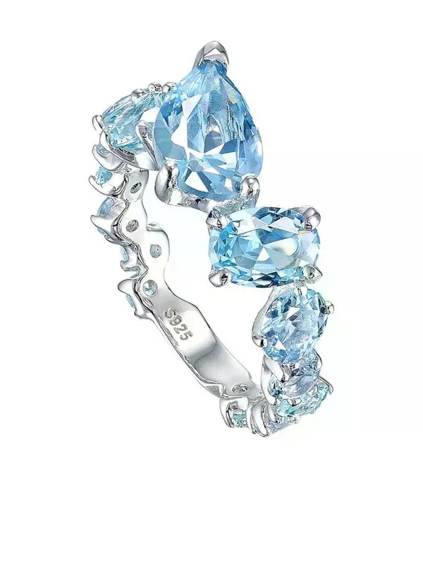 ANABELA CHAN Nova Starburst Aquamarine Ring - Blue