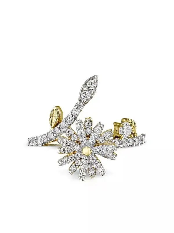 ANABELA CHAN 18k White Mini Daisy Diamond Ring - Gold
