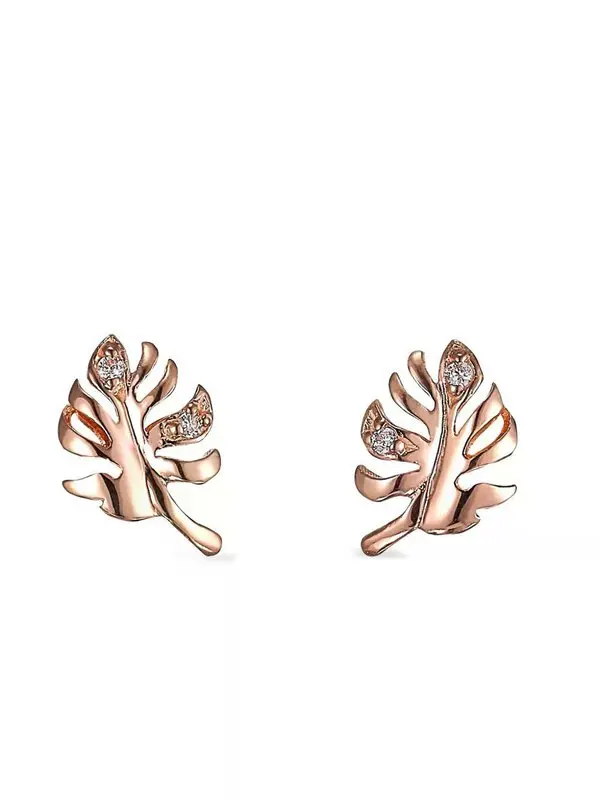 ANABELA CHAN 18k Gold Palm Diamond Earrings - Pink
