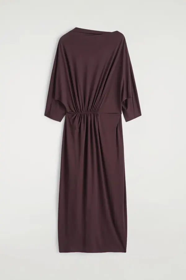 Cos Gathered-waist Draped Midi Dress - Red