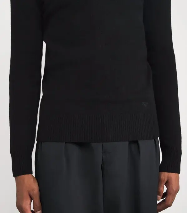 Emporio Armani Slim-fit Cashmere Crew-neck Sweater - Black