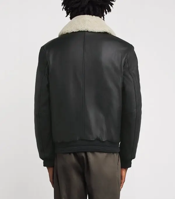 Moose Knuckles Shearling-trim Leather Bomber Jacket