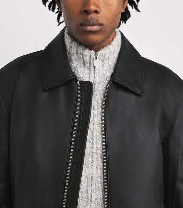 Moose Knuckles Shearling-trim Leather Bomber Jacket