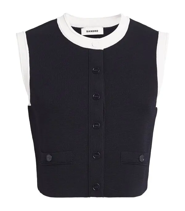 Sandro Sleeveless Cropped Cardigan