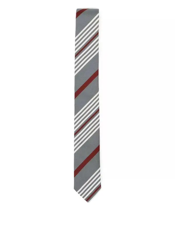 Thom Browne Striped Neck Tie - Grey