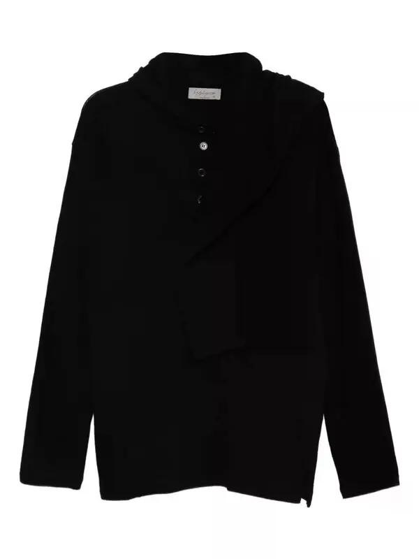 Yohji Yamamoto Long-sleeve Hooded T-shirt - Black