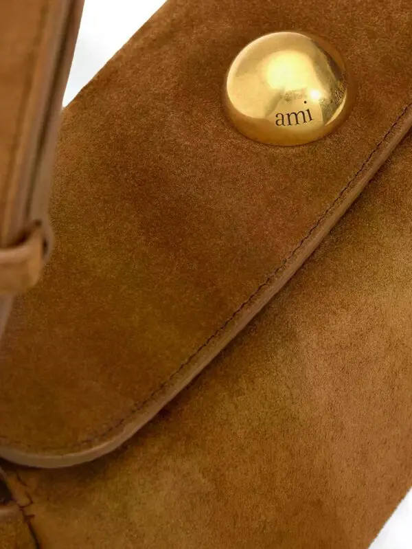 AMI Paris Carrousel Suede Bag - Brown