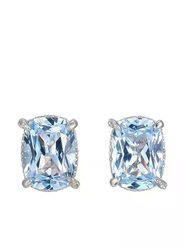 ANABELA CHAN Aqua Cushion Wing Stud Earrings - Silver