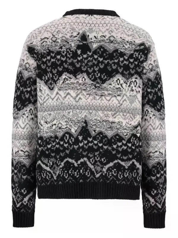 LANEUS Fairisle-pattern Crew-neck Sweater - Black